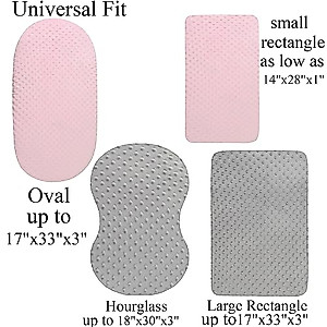 Minky Bassinet Sheet Set 2 Pack Stretch Fitted Cradle Sheets,Ultra Soft Thick Universal Fit Oval Rectangle Hourglass Pad/Mattress, for Baby Girls and Boys Grey Pink