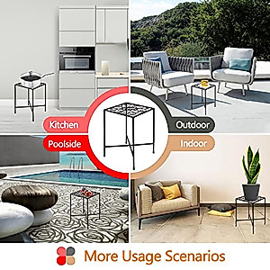 PPeen Plant Stand Indoor Outdoor for Flower Pot Heavy Duty Potted Holder Rustproof Waterproof Garden Container Supports Square Display Iron Rack for Planter, 2 Pack, Black