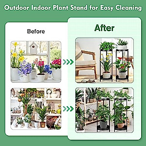 Extra Wide 12"Plant Stand,Extra High 31.5" Tall 2 Tiers Plant Stand, Plant Stand Indoor Outdoor,Metal Heavy Duty Potted Holder Rack,Flower Pot Corner Display Rustproof Iron Shelf for Home Garden Office -Black