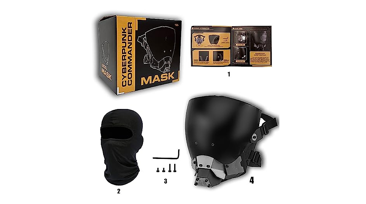 FUDAOLE Cyberpunk Commander Cosplay Mask,DIY Detachable Punk Mask ...