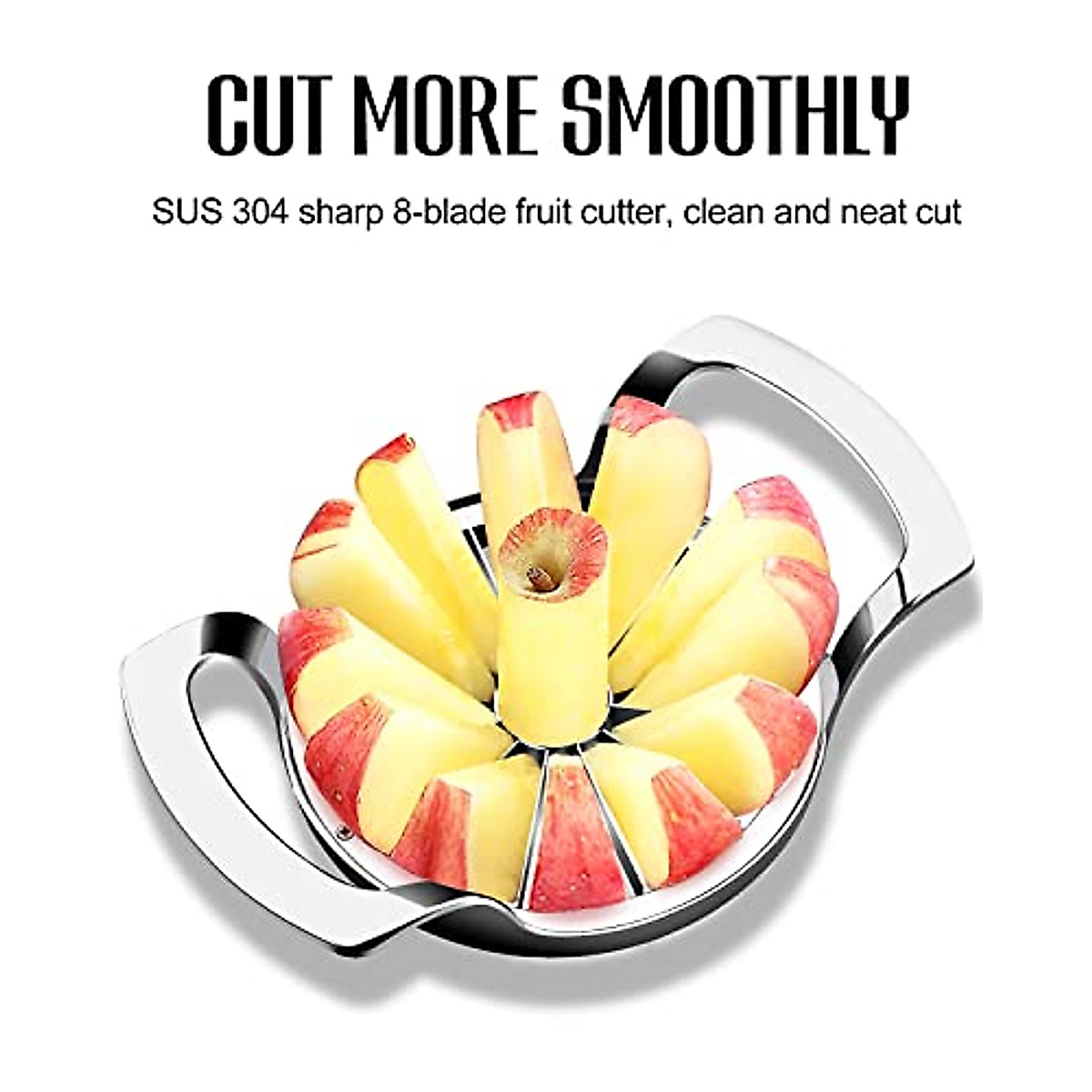 MOVNO Apple Slicer 12 Slices, Home Kitchen 12-Blade Stainless Steel Apple Slicer Corer Cutter, Sturdy and Sharp