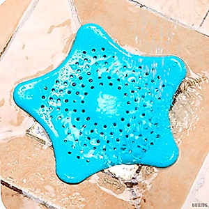3Pcs Starfish Rubber Sink Strainers - Drain Hair Catcher - Kitchen Sink Strainer Stopper Silicone Drain Cover - Tub Drain Hair Catcher, Bathroom Sink Drain Strainer for Sink, Bathtub Strainer
