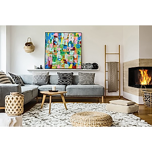 Framed wall art Hand Painted Abstract Oil Painting Wall Art Modern Wall Decor for living room, bedroom, kitchen, hallway, office, dining room, bar