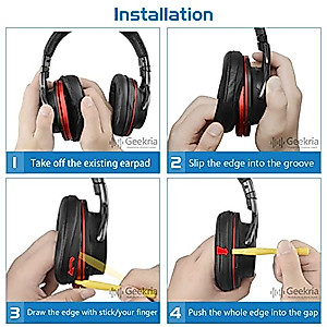 Geekria Sport Cooling Gel Replacement Ear Pads for Sony MDR-1ABT, MDR-1RBT, MDR-1RNC Headphones Ear Cushions, Headset Earpads, Ear Cups Repair Parts (Black)