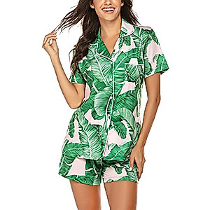 Ekouaer Womens Short Pajamas Set Soft Cotton Sleepwear Pjs Set with Printed Pattern(PAT3,Medium)