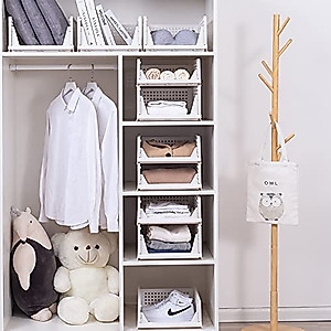 mupera Stackable Plastic Storage Basket - Upgrade Collapsible Shelf Baskets(2023 New), Stackable Plastic Clothes Storage Bins, Foldable Storage Box Folding Drawer for Home Office Multiple Uses