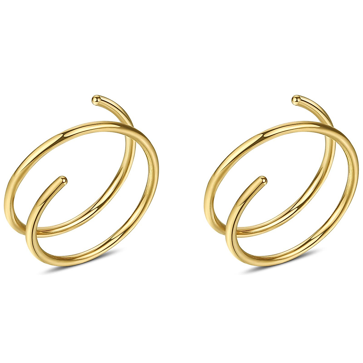 KWUNCCI Double Hoop Nose Ring for Single Piercing 20G Surgical Steel Spiral Nose Rings Hoops Double Nose Ring for Women Men Nose Piercing Jewelry - 8 10mm - Silver Black Gold Rose Gold Rainbow