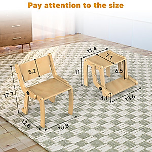 Toddler Step Stool, Wooden Folding Toddler Step Stool, Two Step Kids Step Stool, Transformable Toddler Chair Kitchen Step Stool, Foldable Toddler Step Stool for Bathroom Sink, Small Toddler Step Stool