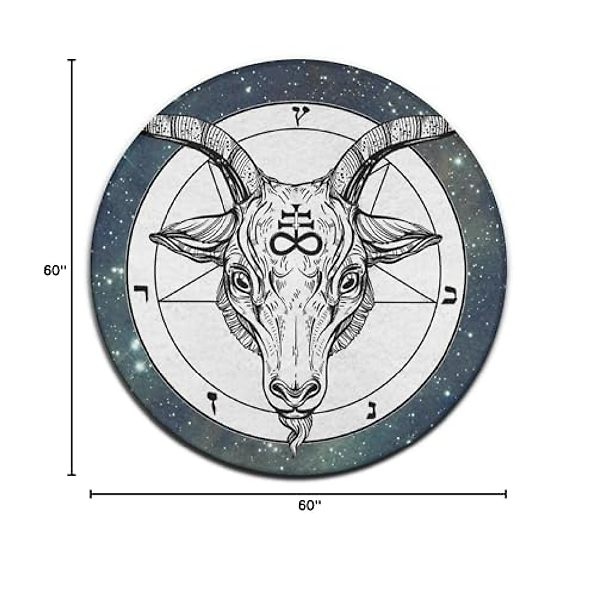 Galaxy Baphomet Satanic Goat Head Art Round Area Rug for Bedroom, Living Room, Home, Kitchen, Memory Foam Ultra Soft Spa Floor Mats Entrance Rug, Fast Dry Shaggy Carpet (60" Diameter)