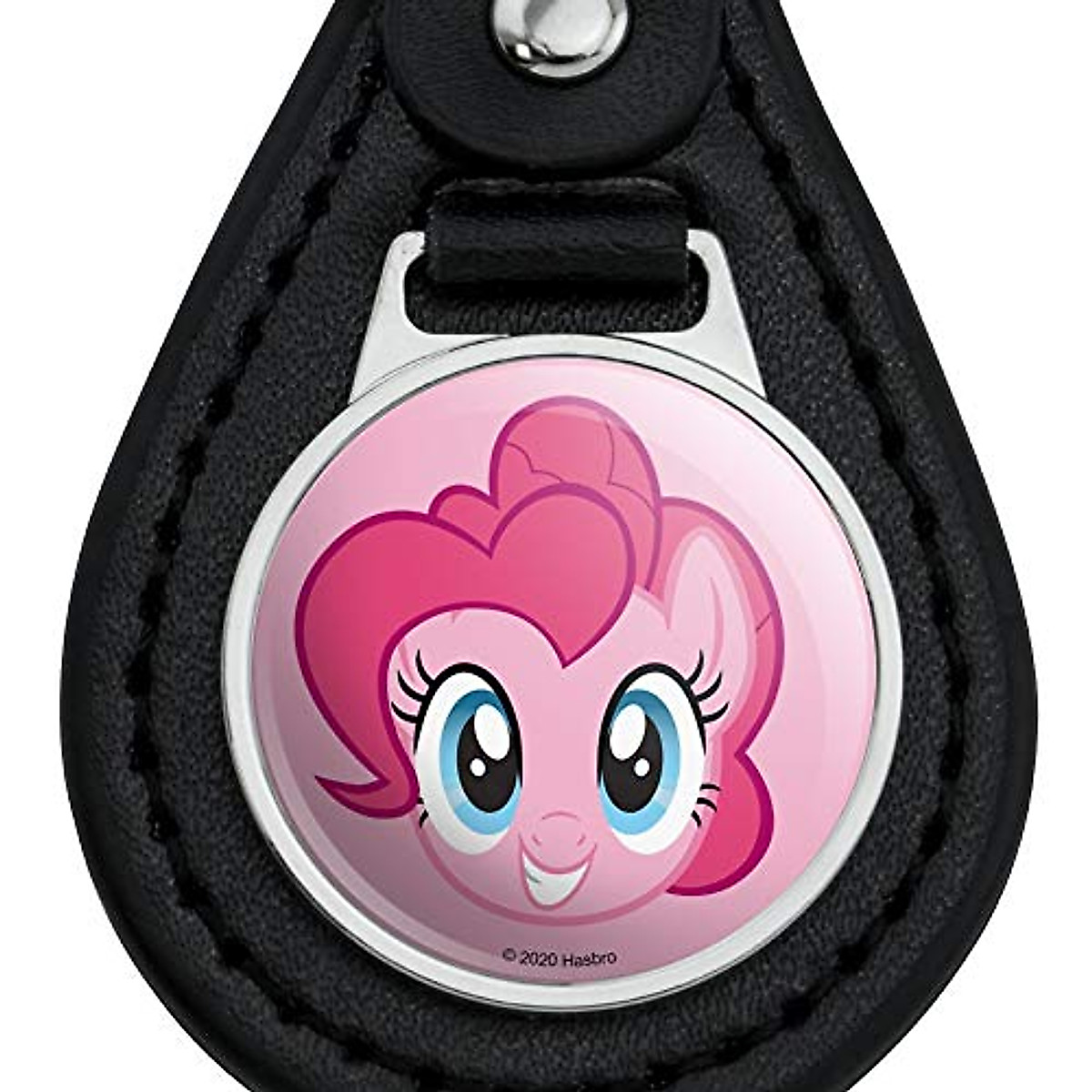 GRAPHICS & MORE Black Leather My Little Pony Pinkie Pie Face Keychain