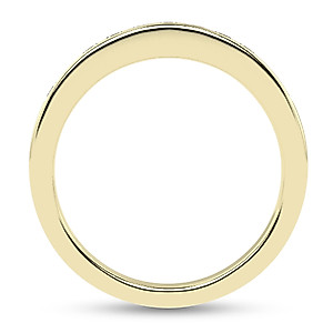 FACETS JEWELS Princess Cut Channel Set Moissanite Wedding Band For Women 0.6 Carat VVS Moissanite Dainty Gold Stackable Ring Yellow, Rose, White Gold - 925 Sterling Silver 5