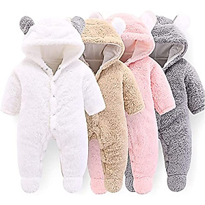 Unisex Baby Clothes Winter Coats Cute Newborn Infant Jumpsuit Snowsuit Bodysuits (Kaki, 6-9 Months)