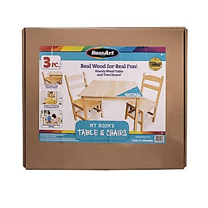 Rose Art Kids Solid Natural Wood Table and 2 Chair Set
