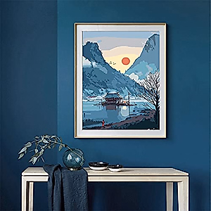 FILASLFT Landscape, Japanese Paint by Numbers for Adults Beginner, Lake, Home Wall Decor16x20 Inch