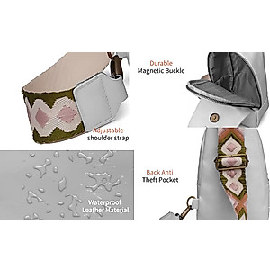 WeoTca Sling Bag for Women Crossbody Bags Multipurpose Chest Bags PU Leather Satchel （white