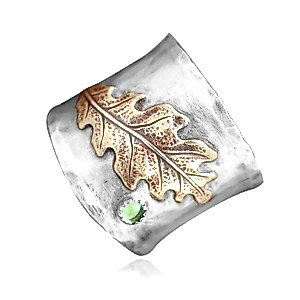 S925 Sterling Silver Leaf Full Finger Wide Bands Ring for Women Girls,Big Large Retro Vintage Antique Thumb Index Finger Bands Ring,Punk Biker Gothic Cocktail Party Boho Statement Bands Ring Jewelry Gift (Ring_A, 9)