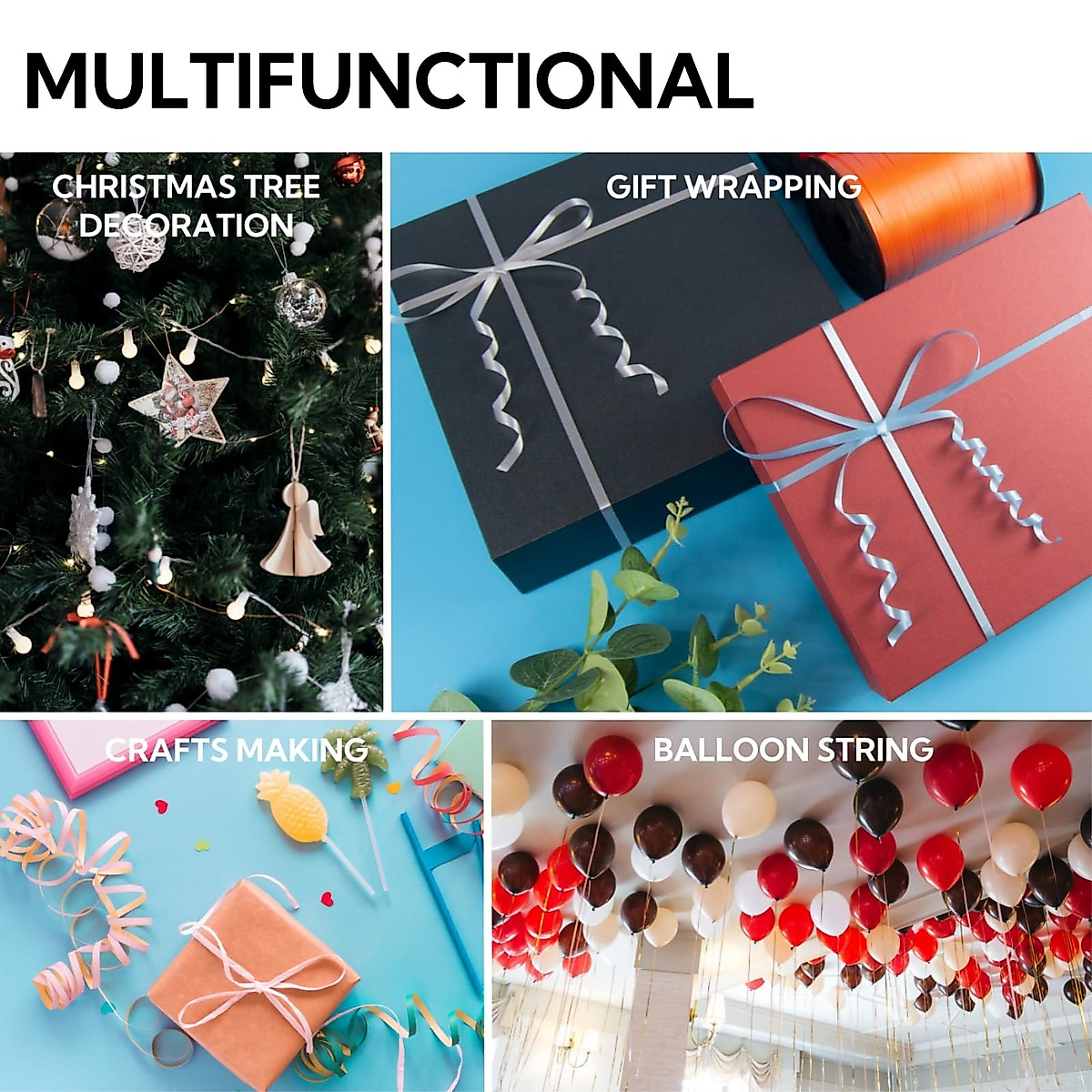 HimBen 500 Yards 3/16" Curling Ribbon White, Balloon String Curly Ribbon 1 Roll for Gift Wrapping, Birthday Wedding Party Festival Decoration, Baby Shower, Art Crafts, Florist Flowers