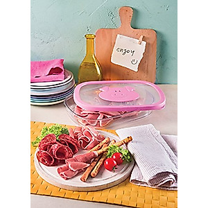Snips Stackable Storage Cold Meat Saver, Clear with Pink Pig
