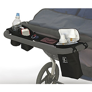 J.L. Childress DoubleCOOL Double Stroller Organizer - Stroller Accessory with Cooler and Storage - Includes Cup Holder, Cell Phone Pocket and Zippered Compartments - Black