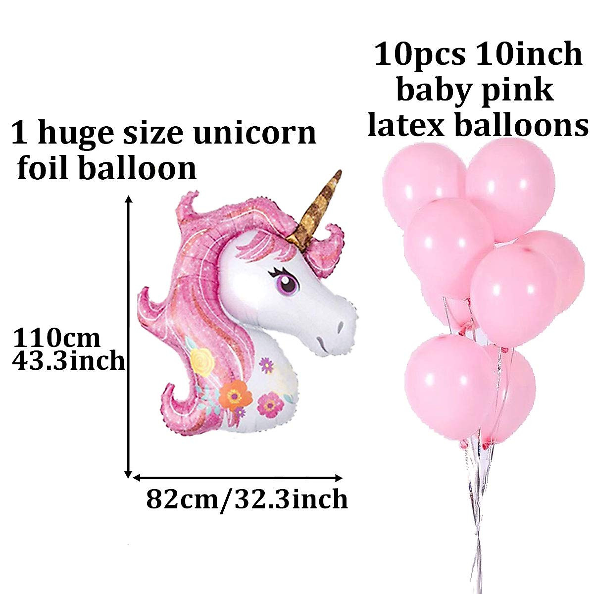 ZSNICE Unicorn Birthday Decorations Pack Supplies Tableware for 16 Guests, 1*Table Cloth/Cover, 16*Cups, 16*Plates, 16*Napkins, 1*Happy Birthday Banner, 1*Huge Size Unicorn, 10*Pink Balloons