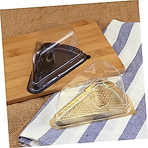 Anneome 10pcs Box Mini Cake Boxes Mini Plastic Containers Cake Stand with Cover Sandwich Take Out Container Bake Packaging Supplies Black Cake Stand Sandwich Box Triangle Box Packing Box