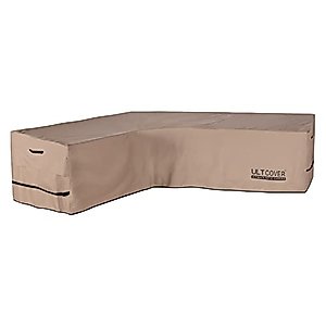 ULTCOVER Patio L-Shaped Left Facing Sofa Cover Waterproof for 6-Seater Outdoor Sectional Furniture Couch 85x110 inch Wide