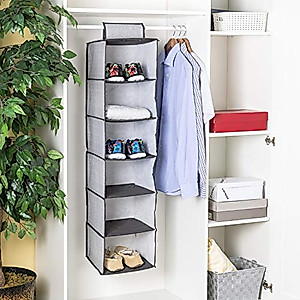Home Basics SB39011 Hanging Closet Organizer, 6 Shelf, Grey
