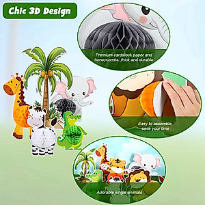 Blulu 27 Pieces Jungle Animals Cutouts Jungle Themed Party Decorations 3D Jungle Animals Cardboard Paper Cutouts for Classroom Bulletin Board Animals Theme Party Birthday Party Baby Shower