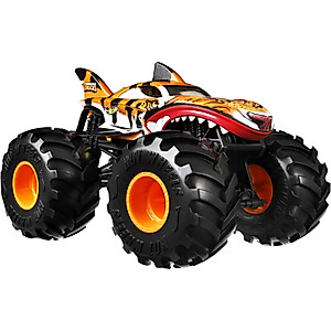 Hot Wheels Toy Monster Trucks, 1:24 Scale Die-Cast Tiger Shark, Oversized Play Vehicle for Kids & Collectors
