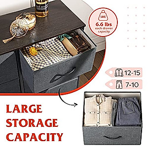 WLIVE Dresser with 8 Drawers, Fabric Dresser for Bedroom, Hallway, Nursery, Entryway, Closets, Sturdy Metal Frame, Wood Tabletop, Easy Pull Handle, Charcoal Gray