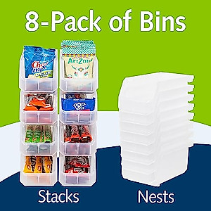 ReadySpace Plastic Containers for Organizing and Storage Bins for Closet, Kitchen, Office, Toys, or Pantry Organization, Medium, 8-Pack, Clear