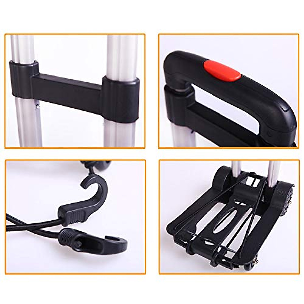 Falytemow Compact Folding Hand Truck Dolly 110 lbs Capacity 4 Wheels Portable Utility Moving Shopping Cart Fold up Trolley Adjustable and Lightweight for Luggage Personal Travel Moving and Office Use