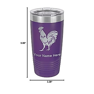 LaserGram 20oz Vacuum Insulated Tumbler Mug, Rooster, Personalized Engraving Included (Dark Purple)