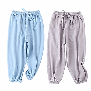 Bouclede Baby Boys Long Bloomers 2 Pack Soft Cotton Harem Pants 12M-7T (US, Age, 3 Years, 4 Years, Grey-Greyblue)