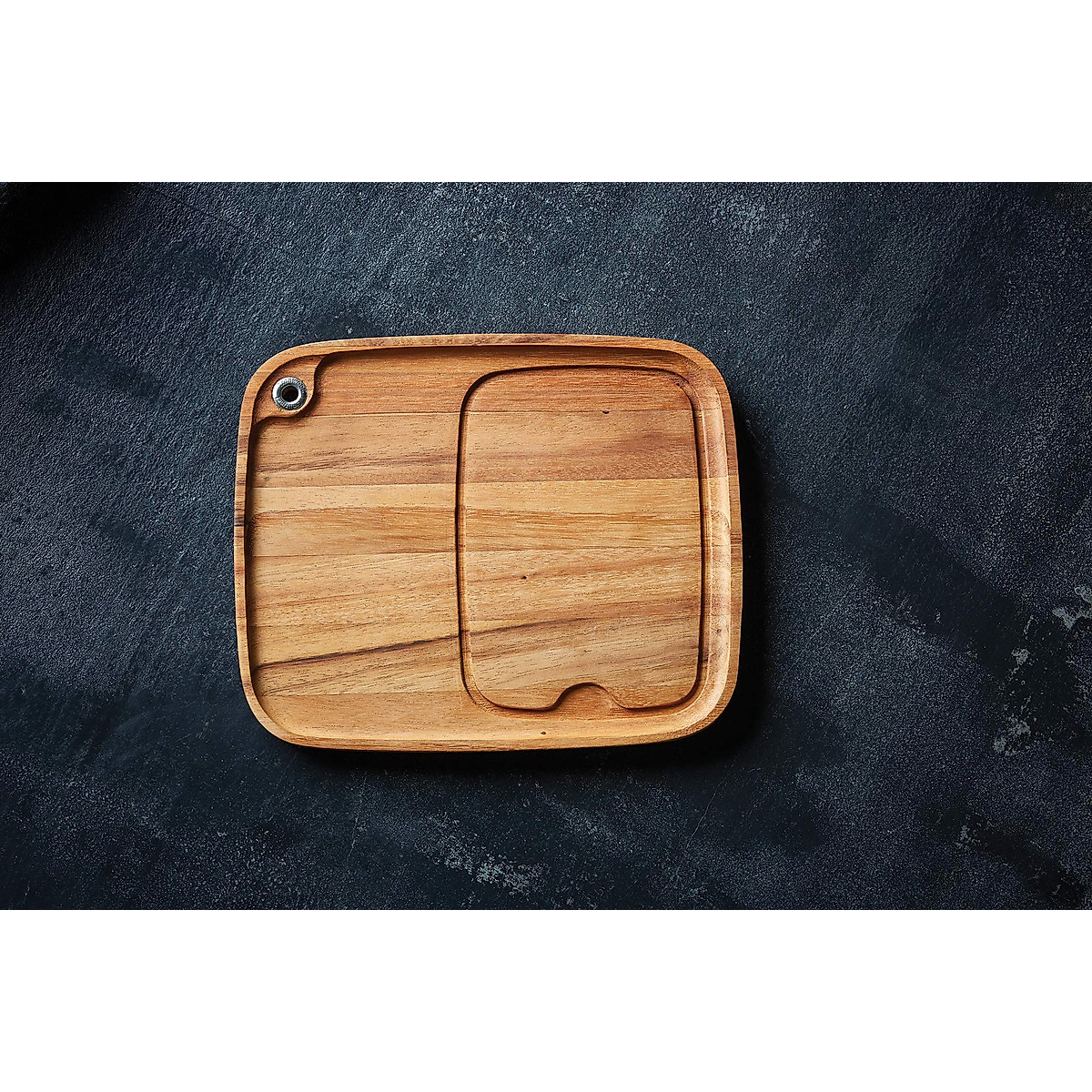 Ironwood Gourmet Fort Worth Steak Plate with Juice Channel, Acacia Wood 13 x 11 x 0.75 -inches