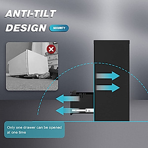 Greenvelly 3 Drawer Lateral File Cabinet with Lock Metal Filing Cabinet for Home Office