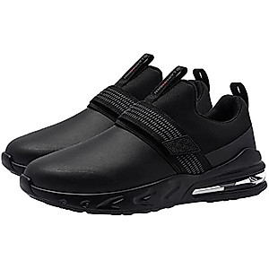 LARNMERN Non Slip Work Shoes for Men Kitchen Chef Slip Resistant Shoe Waterproof Food Service Restaurant Slip on Sneakers Walking and Casual Air Cushion Working Footwear(Black/10.5)