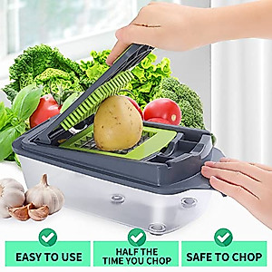 Vegetable Chopper, Heavy Duty Onion Chopper with Container, Dishwasher Safe Veggie Chopper, 4 Blade Food Chopper Dicer Cutter