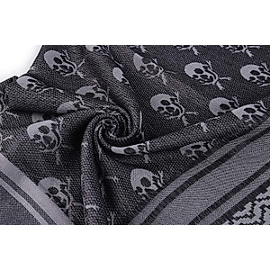 GERINLY Urban Style Shemagh Scarf Fashion Ethiopian Head Wrap for Men Women Blanket Square Arab Tessel Scarf Large Skull Keffiyeh (Grey)
