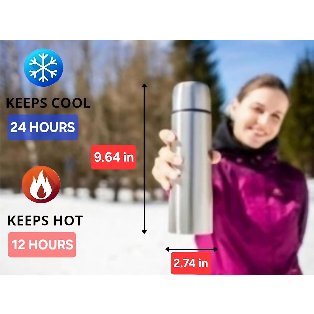 CIGACOR Stainless Steel Thermal Bottle – 17oz Coffee Thermos – Keeps Drinks Hot for 12H / Cold for 24H – Leakproof Lid – Compact & Portable for Car, Office, Gym & Travel – Double Wall Insulated