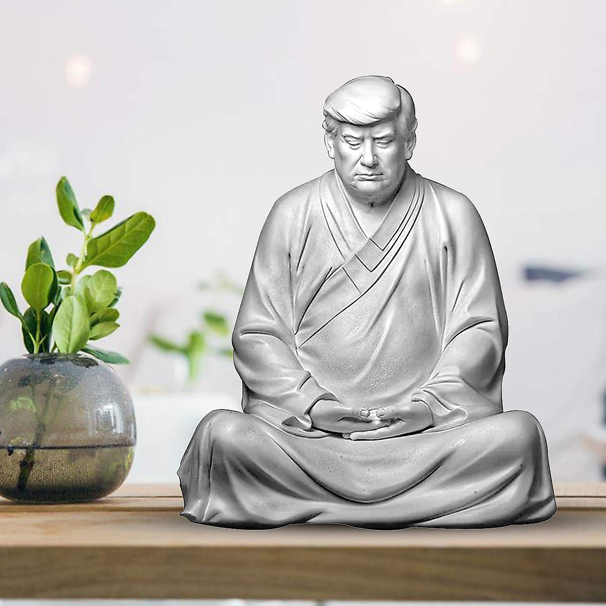 FEBUD Statue, Mediating Zen Statue Garden Decor Figurine Table Home Decor Accent/White