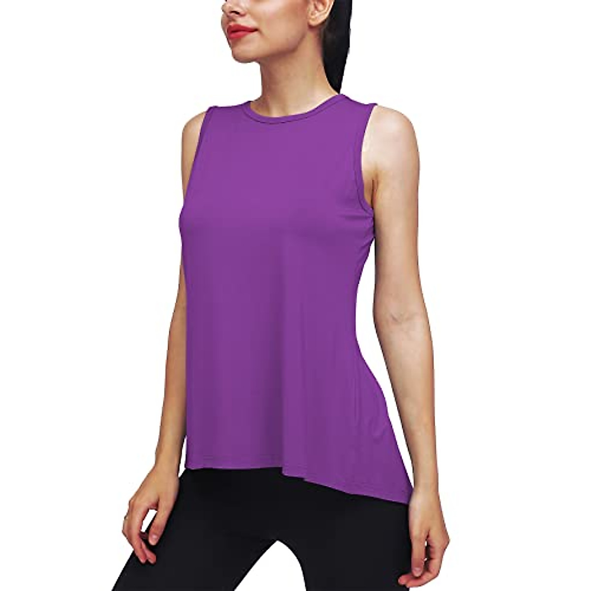 Mippo Womens Workout Tops Yoga Running Tank Tops Tennis Exercise Tops for Women Muslce Tank Sleeveless Summer Workout Shirts Running Tops Clothes for Women Vioket M Violet