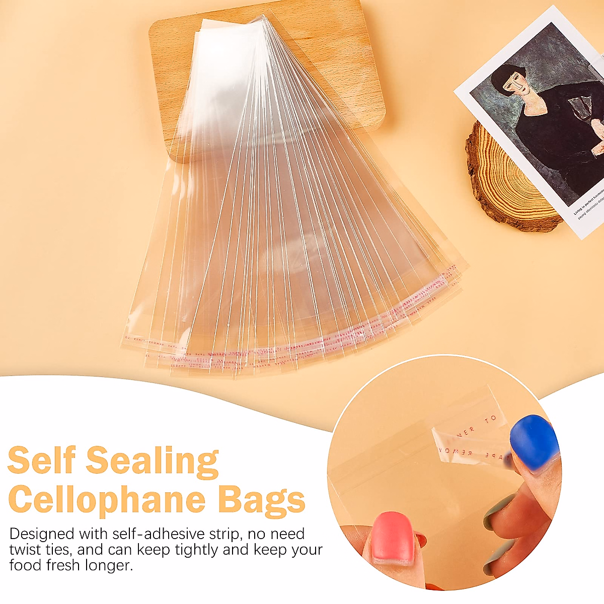 300Pcs Clear Plastic Pretzel Rod Bags, 2 X 10 Inches Self Sealing Cellophane Bags Resalable Treat Bags for Packaging Snacks, Candy Popsicle, Goody, Party Favors