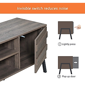 WAMPAT Mid-Century Modern TV Stand for 65 inch TV, Wood Entertainment Center Retro TV Console with 4 Storage Cabinet for Living Room Bedroom, 60'' Espresso