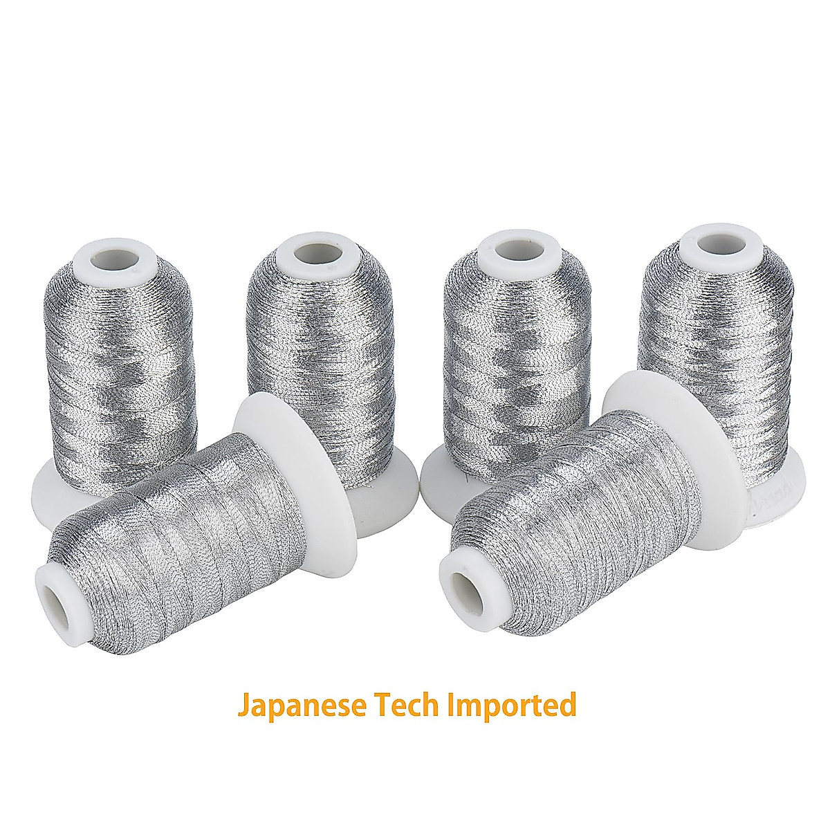 Simthread 6 Silver Metallic Embroidery Machine Thread 500M(550Y) for Embroidery and Decorative Sewing