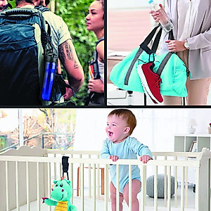 Baby Stroller Hooks,2 Pack Mommy Hook for Stroller for Hanging Diaper Bags,Purse,Stroller Organizer,Leather Stroller Hooks,Suitable for All Strollers and Trolleys Universal Stroller Clips (Black)