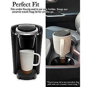 Mora Ceramics Large Tea Mug with Loose Leaf Infuser and Ceramic Lid, 18 oz, Portable, Microwave and Dishwasher Safe, Tall Coffee Cup - Rustic Matte Ceramic Glaze, Modern Herbal Tea Strainer, Cotton