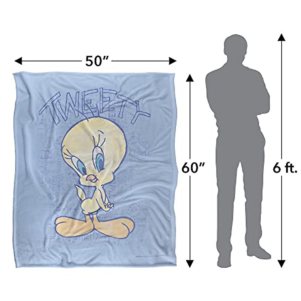 Looney Tunes Blanket, 50"x60", Tweety Fade Silky Touch Super Soft Throw