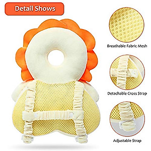 Baby Head Protector & Baby Knee Pads for Crawling, Toddlers Head Safety Pad Cushion Adjustable Backpack, Baby Back Protection for Walking & Crawling, for Age 5-24months, Cute Lion