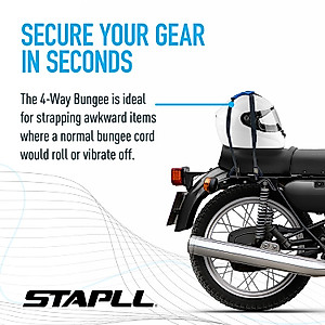 STAPLL Tack Strap – 4-Way Flat Bungee Cord with Rubber Pad Grip, Non-Slip Tie Down Straps for Motorcycle, ATV, Kayak, Cycling, Camping, Truck Storage, Adjustable Bungee Cords - 2 Pack (Orange)